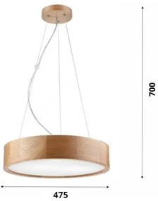 Lustr na lanku OAK 3xE27/60W/230V dub pr. 47,5 cm
