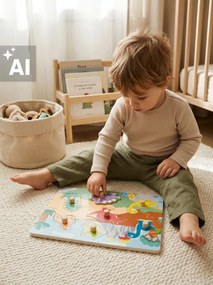 Sinsay - Dřevěné puzzle s úchyty a motivem dinosaurů - vícebarevná