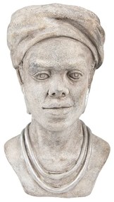 Šedý cementový květináč hlava ženy - 17*16*27 cm