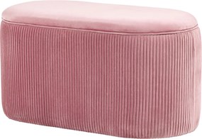 Čalouněná lavice HOMCOM se storage boxem pro obývací pokoj, francouzský styl, sametová elegantní růžová 81 x 40 x 41 cm | Aosom
