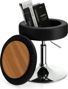 Costway Stolička na make-up s úložným prostorem otočná o 360° z umělé kůže černé
