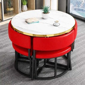 LuxuryForm DESIGN Jídelní set MONTE 4+1 - červený / bílý