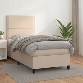 Box Spring Postel S Matrací Umělá Kůže Cappuccino Hladké s hřebíky 90 x 1