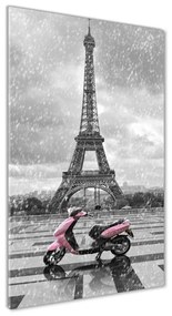Wallmuralia Vertikální Fotoobraz na skle Eiffelová věž skutr 50x100