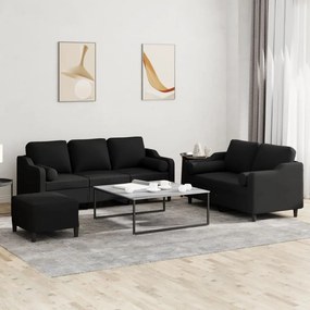 3dílná sedací souprava s polštáři černá textil 3201862