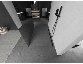 Mexen Kioto, sprchová zástěna Walk-In 120 x 200 cm, 8mm sklo vzor zrcadlo, grafitový profil, 800-120-002-66-50