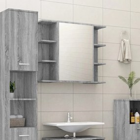 Koupelnová zrcadlová skříňka šedá sonoma 80x20,5x64 cm kompozit - Default Title