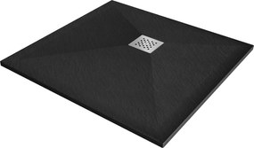 Mexen Stone+, čtvercová vanička z minerálního kompozitu 90 x 90 cm, černá matná, 44709090