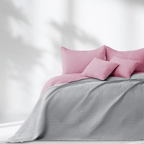 Růžový/světle šedý prošívaný přehoz z mikrovlákna 220x240 cm Softa – Restilo