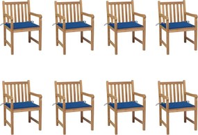 vidaXL Zahradní židle 8 ks podušky masivní teak [3073059] Barva: Královská modř