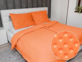 Biante Hřejivé ložní povlečení Minky 3D puntíky MKP-022 Oranžové Prodloužené 140x220 a 70x90 cm