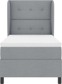 Postel s boxspringem s čelo Světle šedá 90 x 200 cm textil 3340543