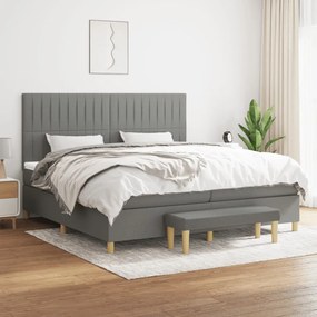 Box spring postel s matrací tmavě šedá 200x200 cm textil,  3137342