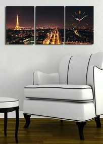 Obrazové nástěnné hodiny Paříž 96x40 cm vícebarevné