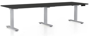 Výškově nastavitelný stůl OfficeTech Long, 240 x 80 cm, šedá podnož, černá