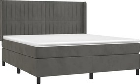 Box spring postel s matrací a LED tmavě šedá 160x200 cm samet 3139692