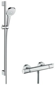 Hansgrohe Croma Select E - Sprchový systém na stěnu Vario s termostatem Ecostat Comfort a sprchovou tyčí 90 cm, bílá / chrom 27082400