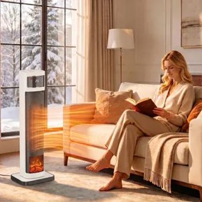 HOMCOM Keramický topný ventilátor, 2000 W, 4 režimy, termostat, dálkové ovládání, úsporný