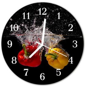 Nástenné skleněné hodiny paprika