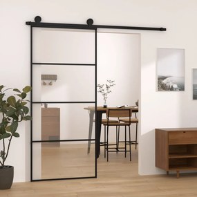 Posuvné dveře s kováním 90x205 cm ESG sklo a hliník 3152148