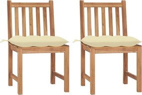 vidaXL Zahradní židle s poduškami 2 ks masivní teak [3062932] Barva: krémová