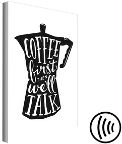 Obraz Nejdříve káva (1-dílný) - Grafický motiv s nápisy v angličtině