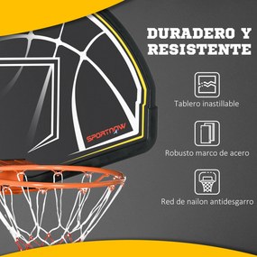 SPORTNOW Nástěnné basketbalové koše se zpětnou deskou a kruhem pro interiér a exteriér 110x90x70 cm Černá a žlutá