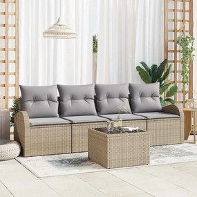 Sada zahradních pohovek 5 pcs 4-Seater Beige a šedá polyratan 3354579