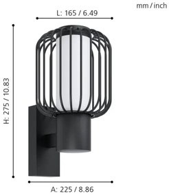 Eglo 98721 - Venkovní nástěnné svítidlo RAVELLO 1xE27/28W/230V IP44