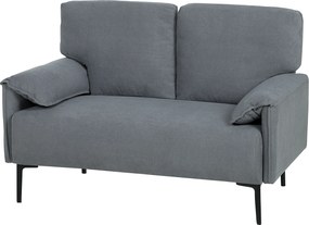 HOMCOM Dvoumístná pohovka, hrubé polštáře, sametový potah, čalouněná pohovka, černá