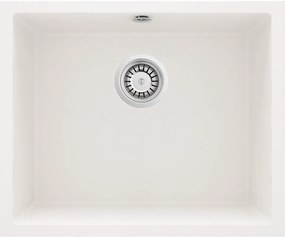 Deante Corda, granitový dřez pod desku 550x460x204 mm, 3,5" + prostorově úsporný sifon, 1-komorový, bílá, ZQA_A10C