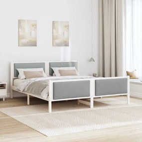 Rám postele s čelo Světle šedá 200 x 200 cm textil 3394247