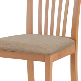 AUTRONIC Jídelní židle, masiv buk, barva buk, látkový béžový potah