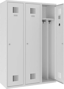 MALOW Šatní skříň kovová Sum 430 W šířka 1200 mm [bílá šedá, béžová, cylindrický zámek]