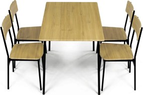 Set jídelní (1+4), MDF dekor divoký dub, černý kov (110 x 70) cm hnědá