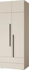 LORIN ka | šatní skříň 2 s nástavcem 18 | 90 cm | výška 236 cm | s policí, zásuvkami a šatní tyčí | PUSH OPEN | kašmír