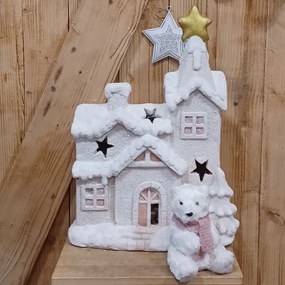 Dekorace plyšový medvěd 14 × 12 × 16 cm, bílý, Polystyren, plyš