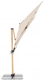 Výkyvný zahradní slunečník s boční tyčí s ultra uv ochranou Doppler ALU WOOD 220 x 300 cm - přírodní (slonovinová kost)