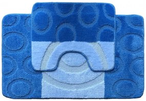 Sada koupelnových koberečků Brize kruhy modrá