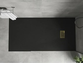 Mexen Hugo, obdélníková sprchová vanička SMC 170 x 90 cm, černá, zlatá krytka, 42709017-G