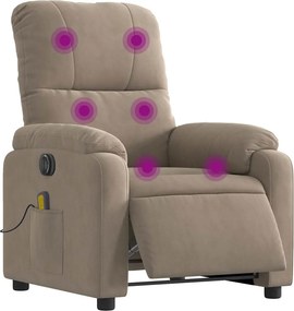 Elektrické masážní polohovací křeslo taupe látka z mikrovlákna 3204922
