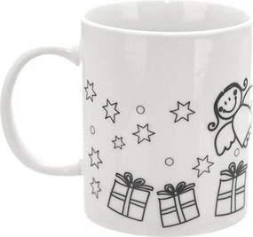 Porcelánový hrnek STROMEK s barvami a štětcem, 380 ml