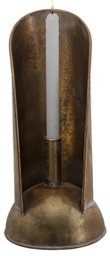 Zlatý antik kovový svícen na úzkou svíčku – 16x35 cm