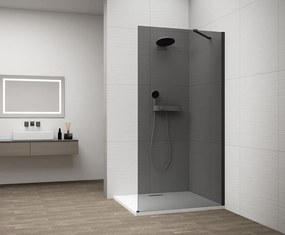 Polysan ESCA BLACK MATT sprchová zástěna 120 x 210 cm jednodílná k instalaci ke stěně černá sklo kouřové ES1212-02