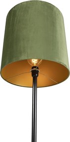 Stojací lampa botanická černá se zeleným stínítkem 40 cm - Simplo