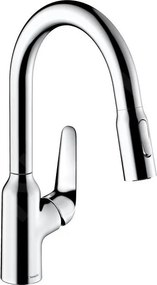 Hansgrohe Focus M42, dřezová baterie M429-H180 s výsuvnou sprškou, chromová, HAN-71801000
