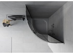 Mexen Rio půlkruhový sprchový kout 70 x 70 cm, Grafitově černá, Chromovaná + sprchová vanička Rio, Bílá - 863-070-070-01-40-4710