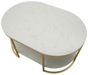 Designový konferenční stolek Bannister 90 cm bílý / zlatý