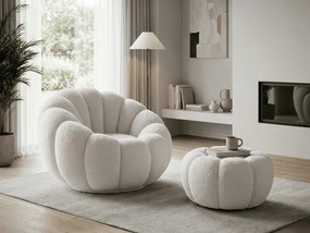 Designové křeslo BLOOM s taburetem, bílá
