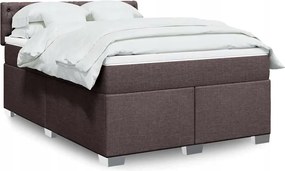 Box Spring Postel S Matrací Textil Tmavě Hnědá Prošívaný design 140 x 190